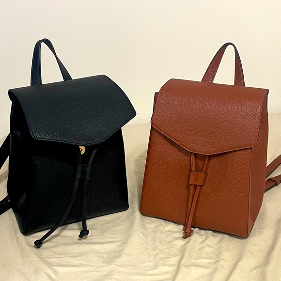 Bags | Set 2 Flap Backpacks In Black Brown | Poshmark